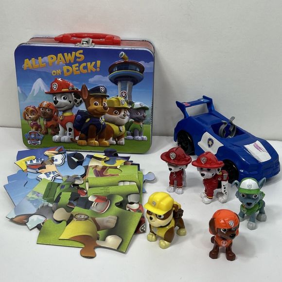 SML | Toys | Paw Patrol Tin Lunch Box Case Puzzle Figure Lot Zuma Rocky ...